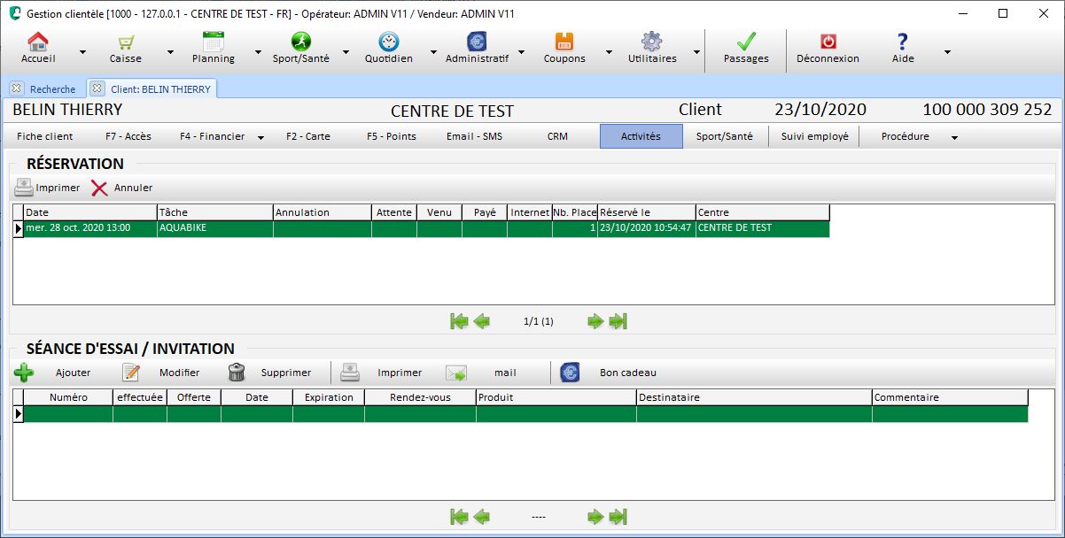 Activités - Gestion clientèle
